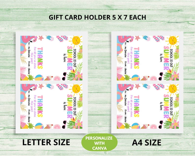 Editable Schools Out Summer is Here Teacher Appreciation Gift Card ...