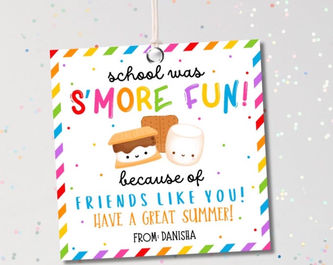 PRINTABLE End Year Gift Tags, Smores Tags, S'mores Favor Tags, Summer ...