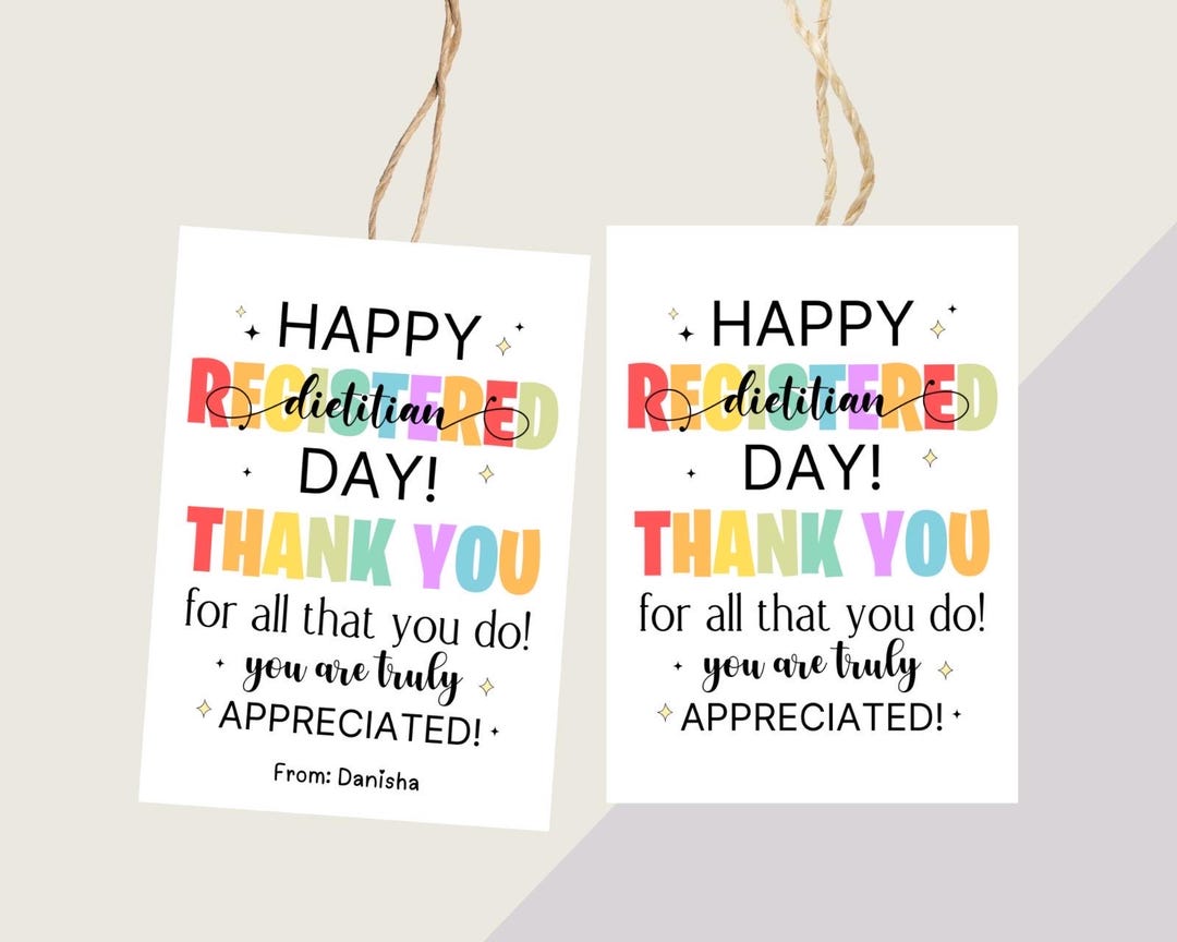 Registered Dietitian Gift Tag Printable, Happy Registered Dietitian Day ...