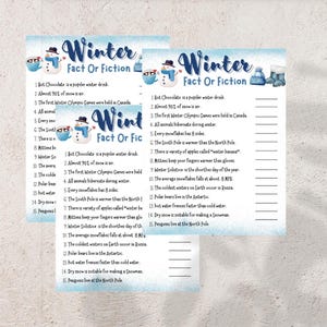 Winter Fact or Fiction Game for Teens & Adults, Winter True or False ...