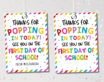 Thanks for Popping in Today Tag, See You on the First Day of School ...