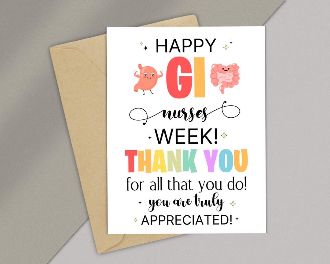 GI Nurse Card Printable, GI Nurse Thank You Card, GI Nurse Week Card ...