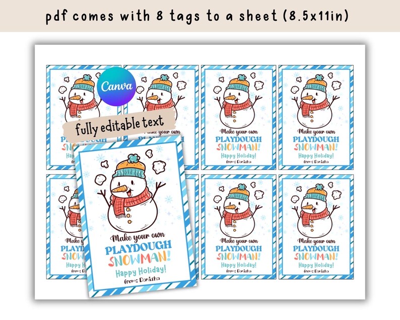 Make Your Own Snowman Holiday Treat Bag Topper Printable, School ...