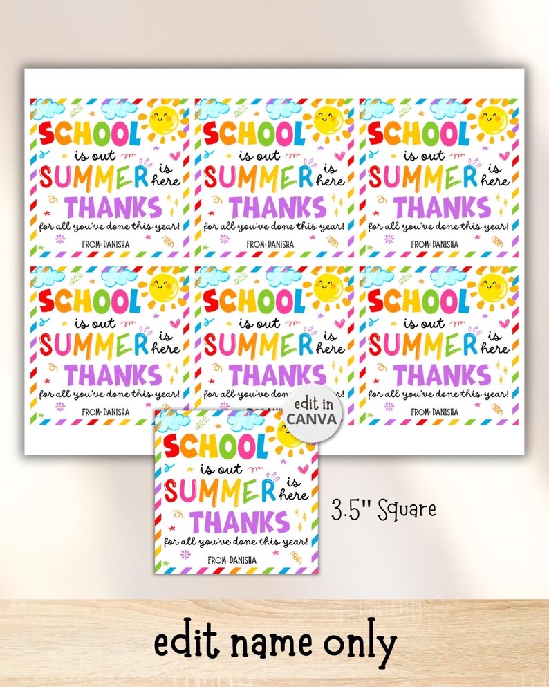 School is Out Summer is Here Thank You Gift Tag Teacher Appreciation ...