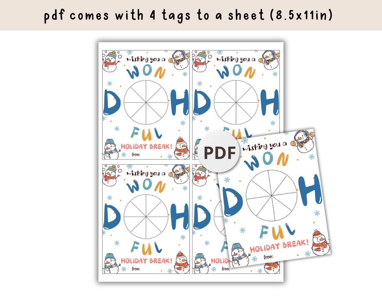 Holiday Play Dough Card Printable, Play Dough Holder, Classroom Favor ...
