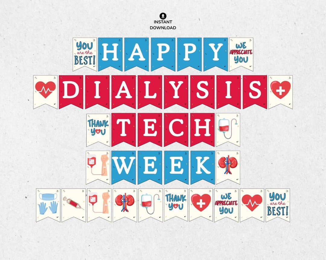 Dialysis Tech Week Printable Banner, Dialysis Technician Week Sign ...