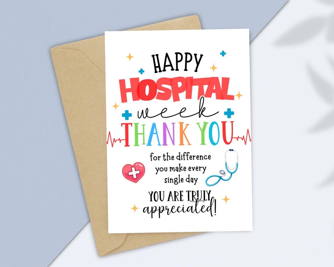 Hospital Week Appreciation Card Printable, Hospital Week Card, Hospital ...
