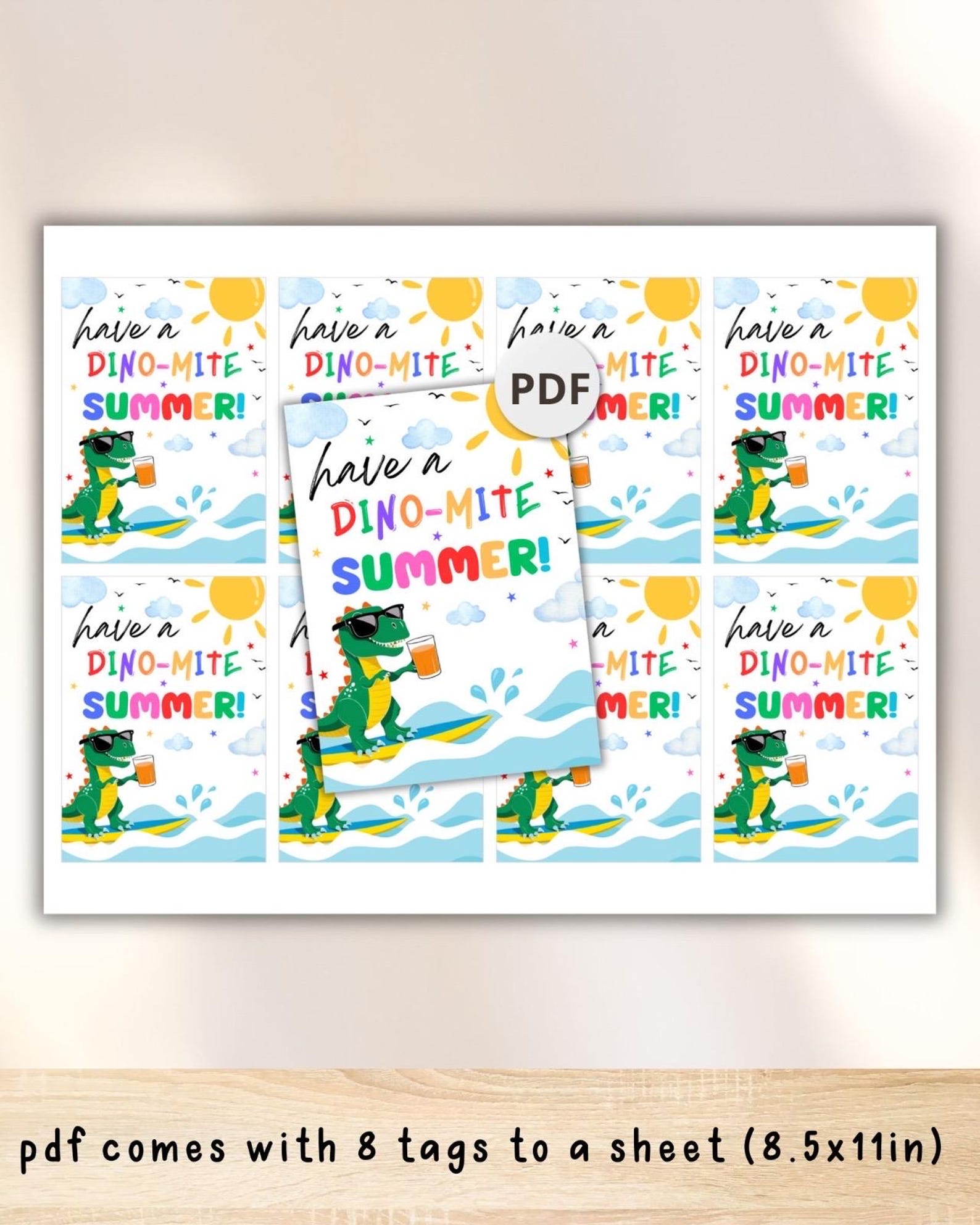 Dino-mite Summer Tag: End of School Thank You (printable Template) - Etsy