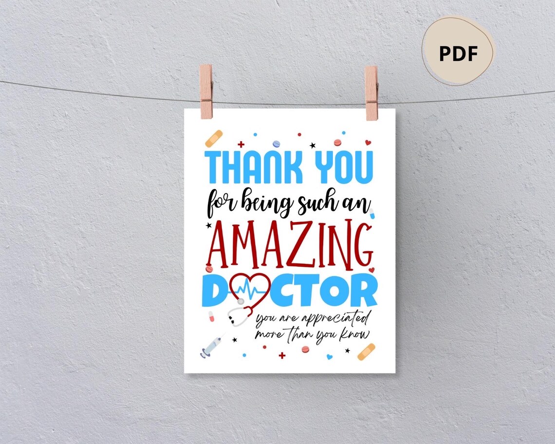 Doctor Appreciation Sign: Thank You Gift (digital Download) - Etsy
