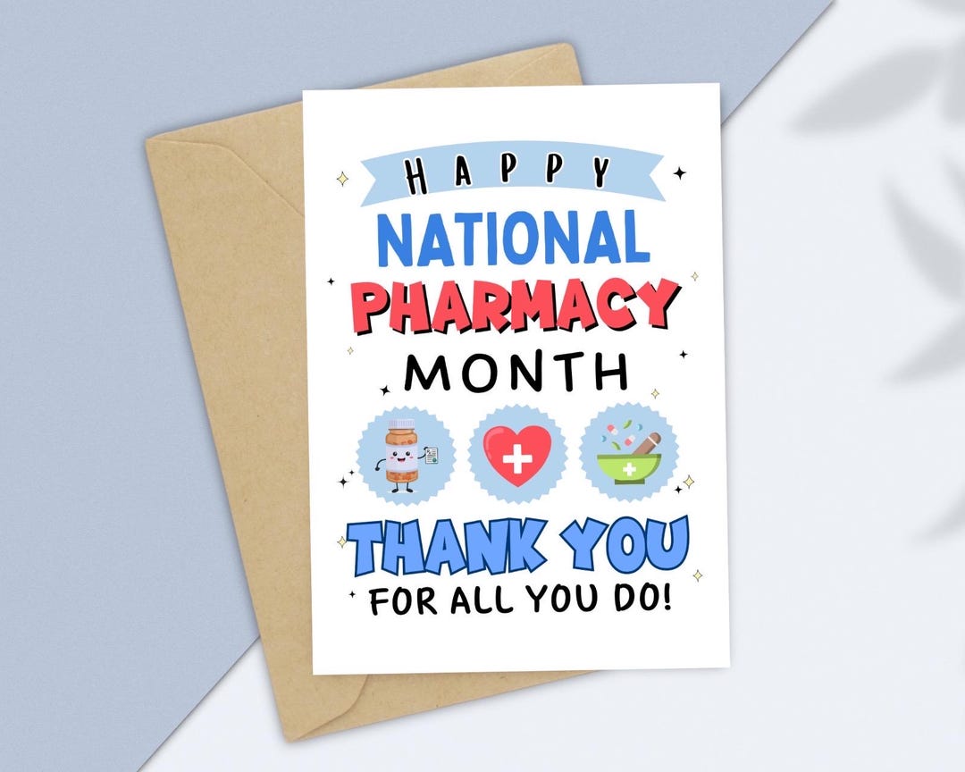 National Pharmacy Month Card Printable, Pharmacy Month Gift, Pharmacy ...