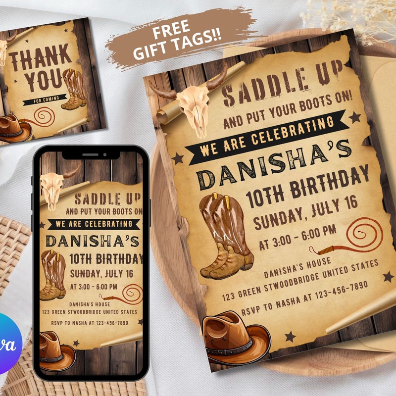 Cowboy Invitations - Etsy