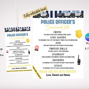 EDITABLE Police Survival Kit Tag, Police Officer Gift Idea, Police Care ...