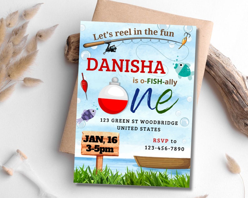 Editable Fishing Invitation, Fishing Birthday Invitation, Fish ...