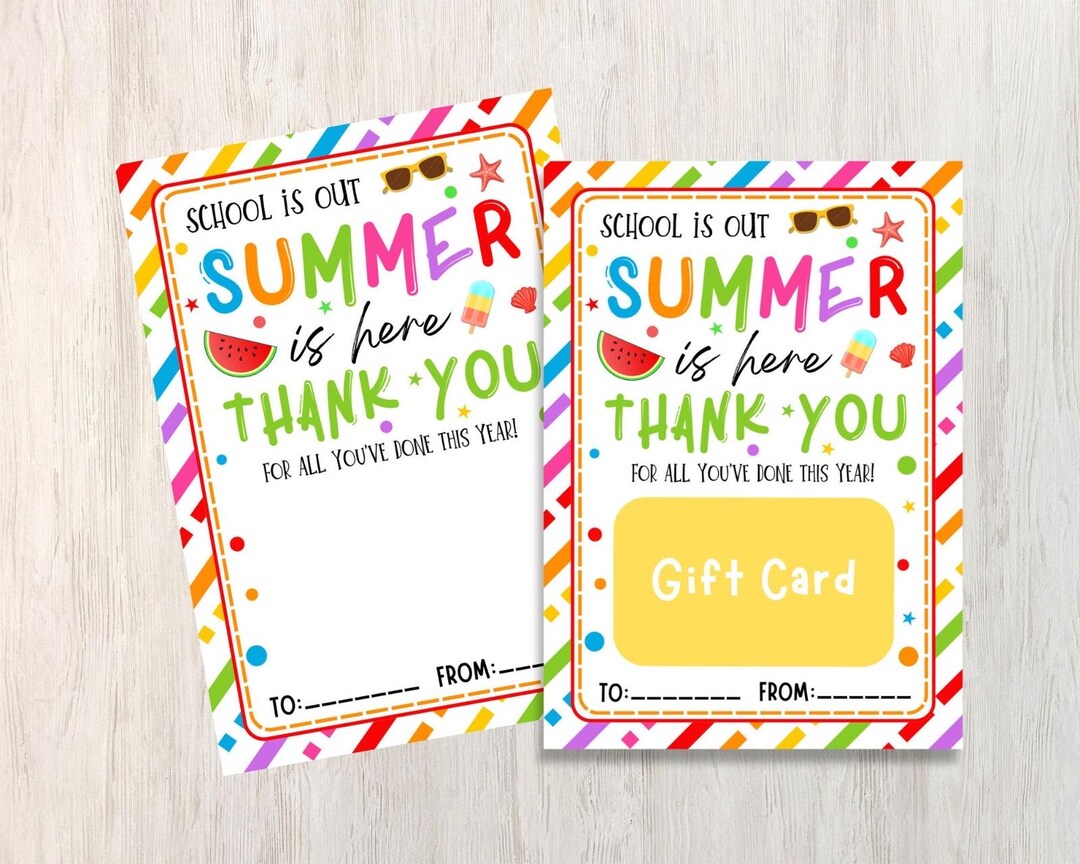 School is Out Summer is Here Thank You Gift Card Holder, Last Day of ...
