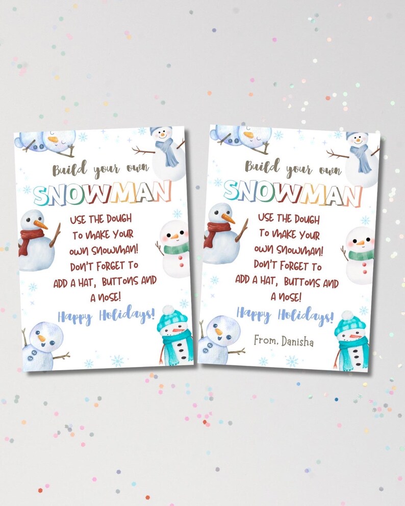 Build Your Own Snowman Holiday Treat Bag Topper Printable, School ...