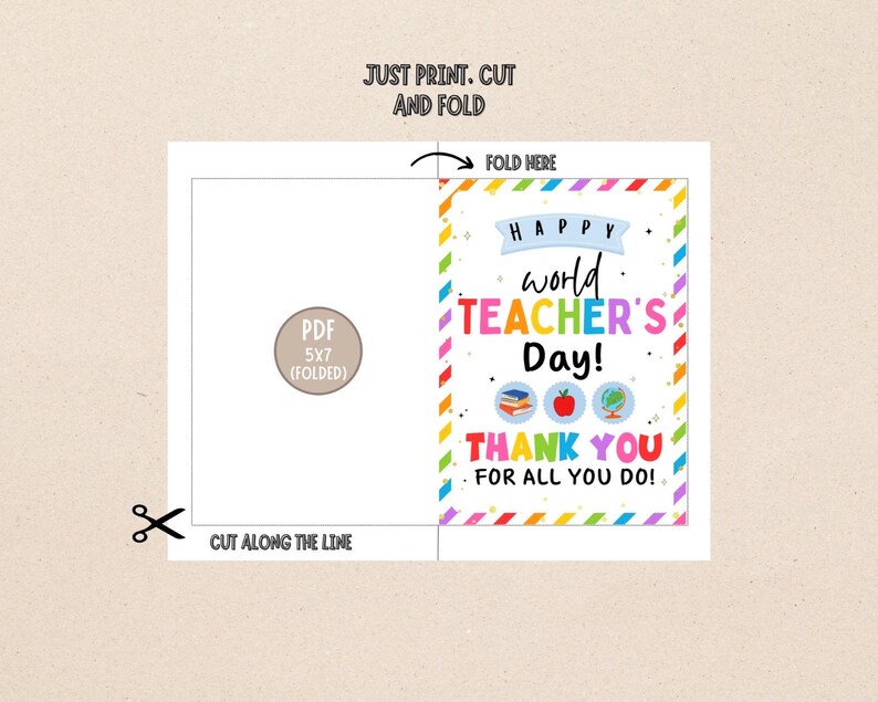 World Teachers' Day Card Printable, World Teachers Day Gift, Happy ...