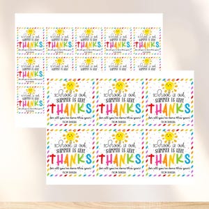 School is Out Summer is Here Teacher Appreciation Tags, Printable End ...