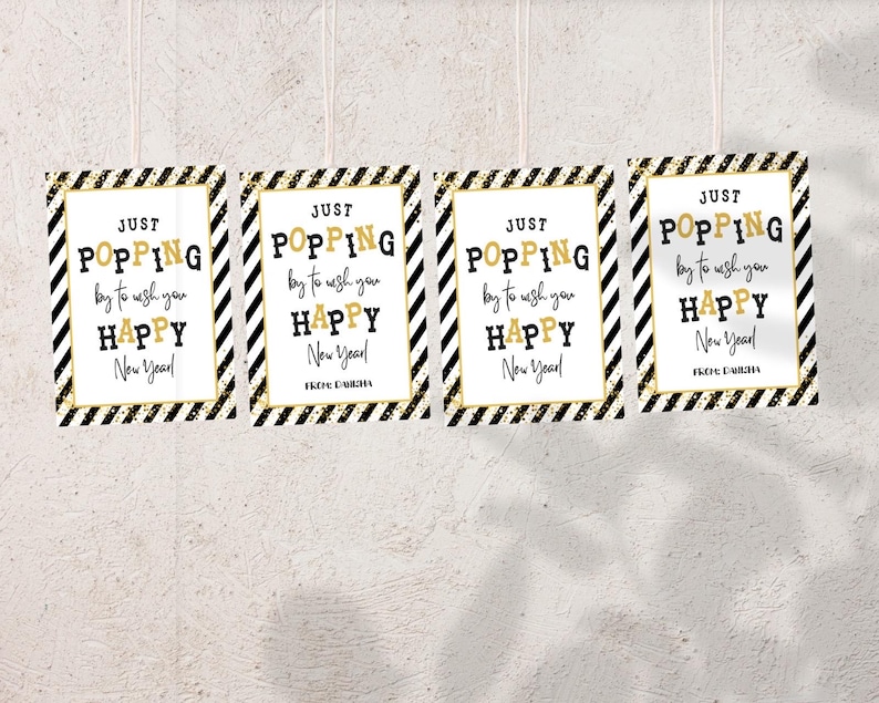 Happy New Year Gift Tag Printable, Popping by to Wish You Happy New ...