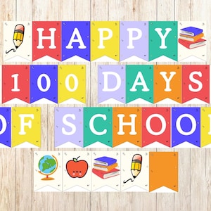 100 Days of School Banner: Classroom Decor (printable Editable PDF) - Etsy