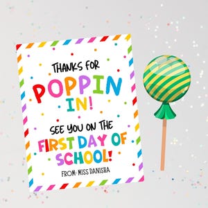 Back to School Lollipop Tag Printable, Thanks for Popping In, Meet the ...
