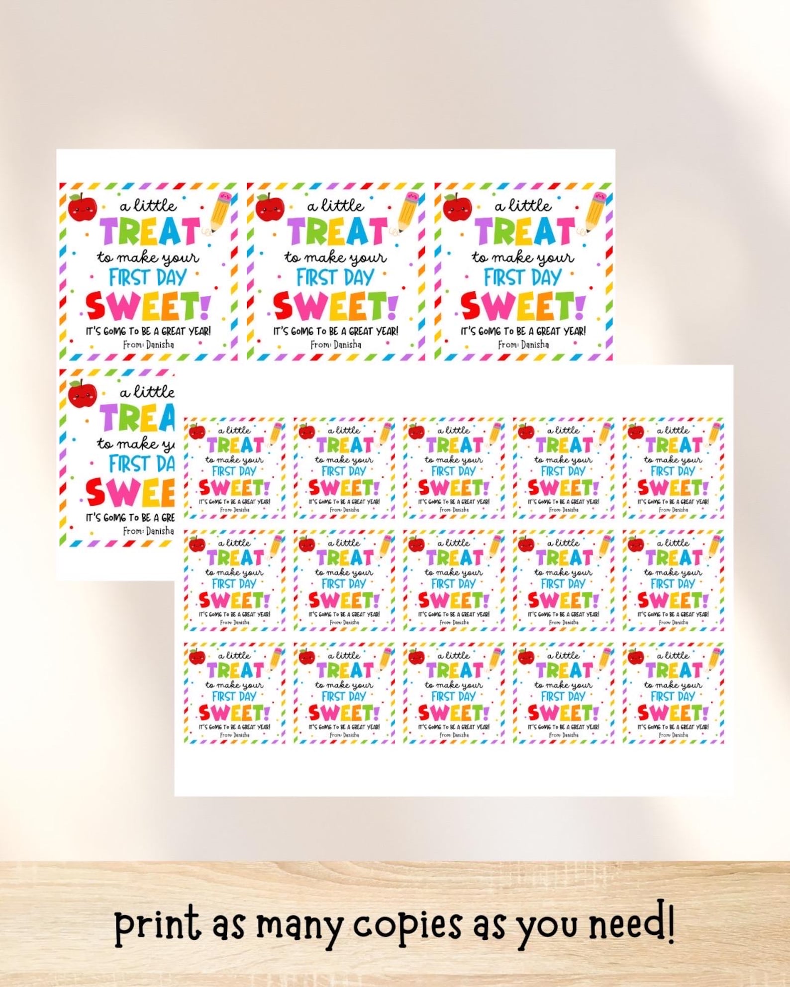 A Little Treat to Make the First Day Sweet Gift Tag, First Day of ...