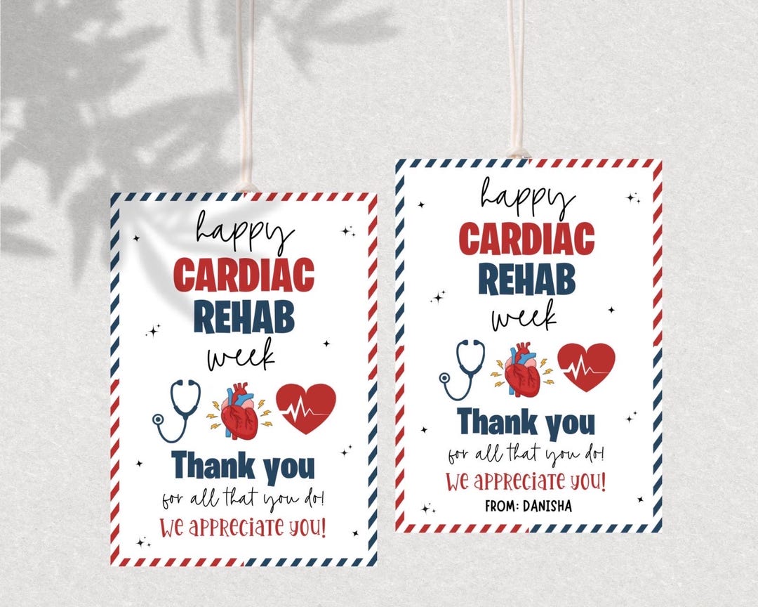 Cardiac Rehab Week Tag, Cardiac Rehabilitation Week Gift Tag Printable ...