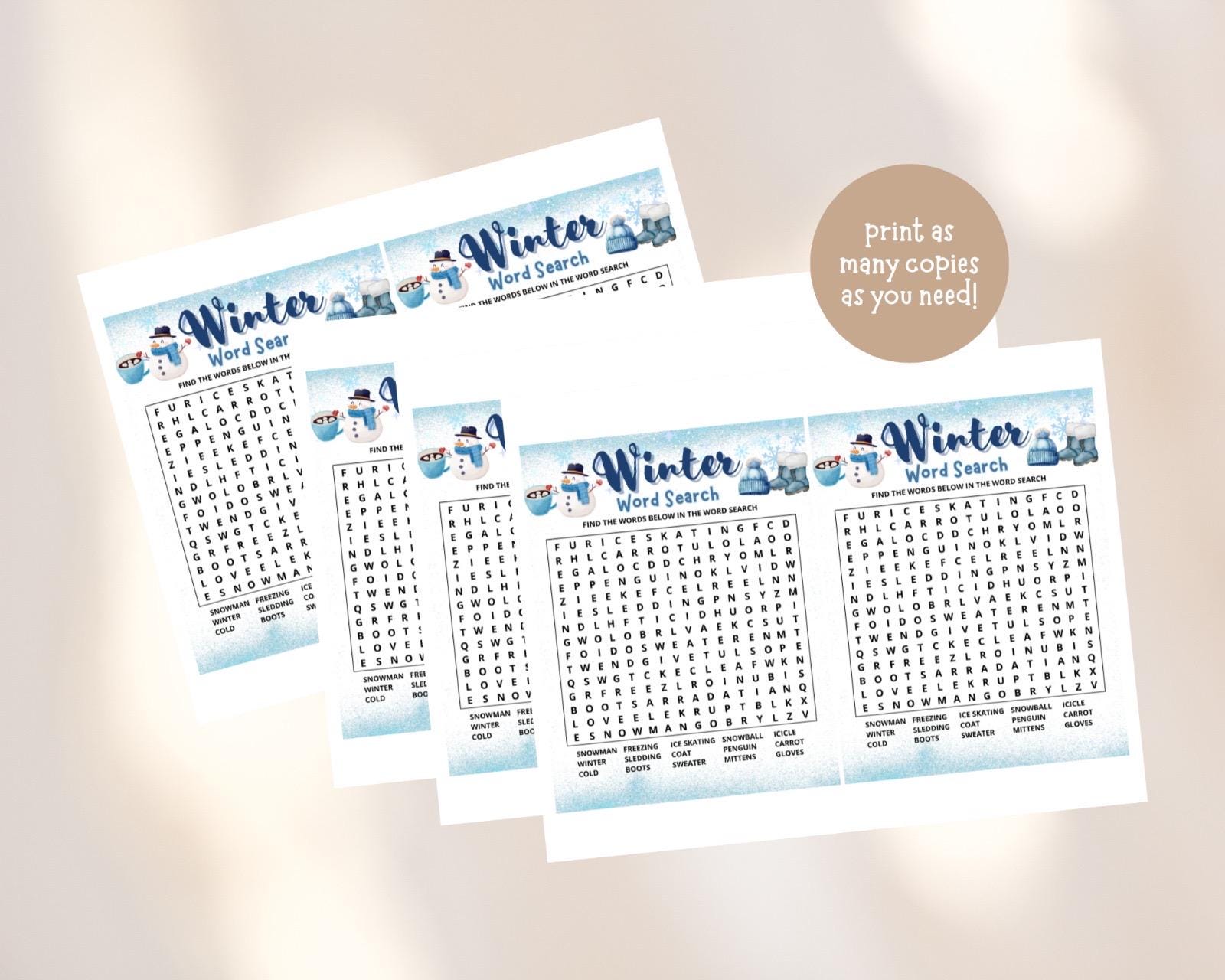 Winter Word Search, Printable Winter Games, Wintertime Activities ...