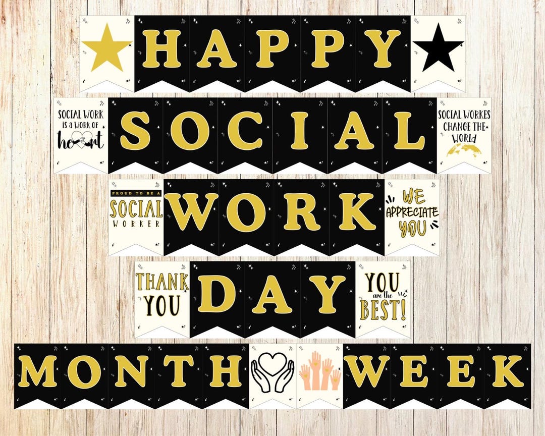 Social Work Month Banner Printable INSTANT DOWNLOAD Editable School ...