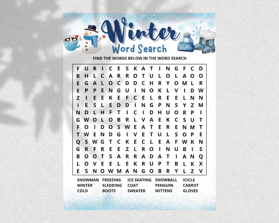 Winter Word Search, Printable Winter Games, Wintertime Activities ...