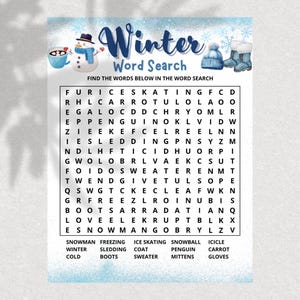 Winter Word Search, Printable Winter Games, Wintertime Activities ...