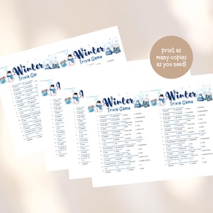 Winter Trivia Game, Printable Winter Games, Winter Game for Adults ...