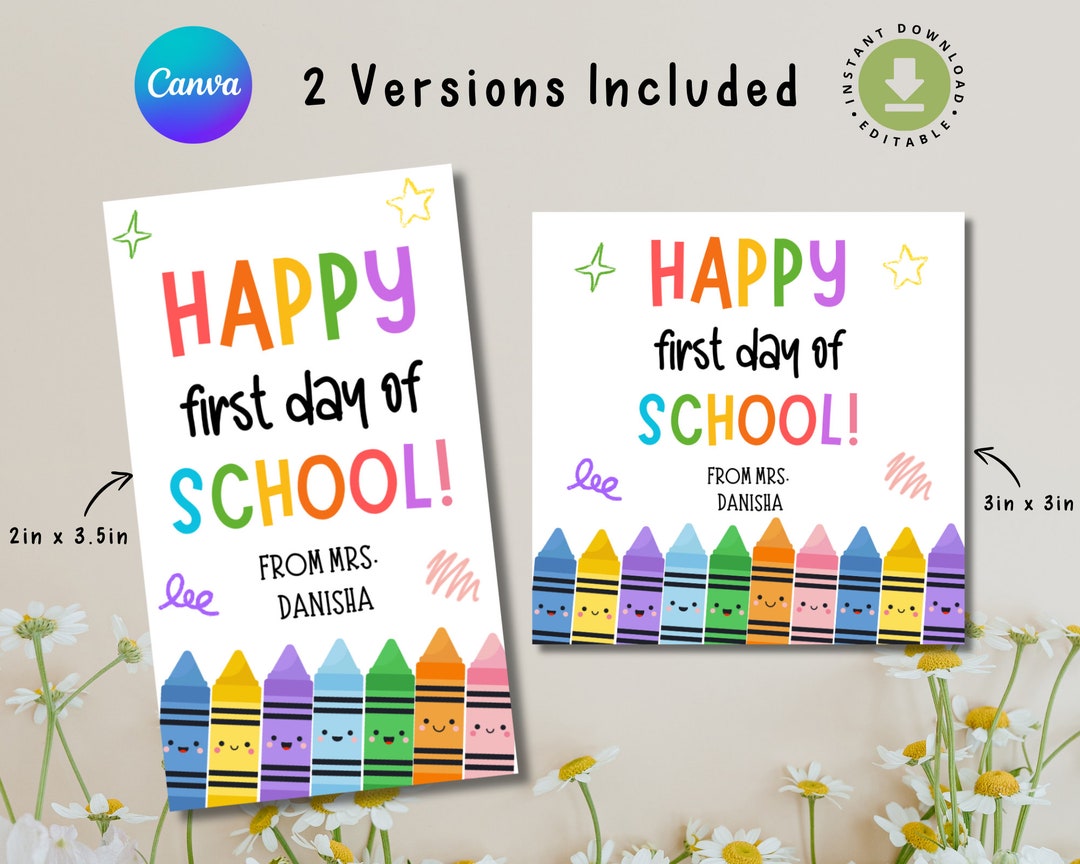 Editable Happy First Day of School Tag Template, Printable Welcome Back ...