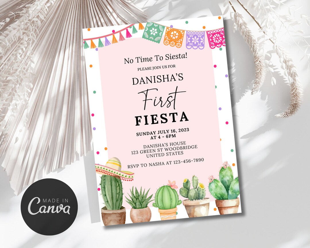 First Fiesta Birthday Invitation 1st Fiesta Invite Mexican Theme 1st ...