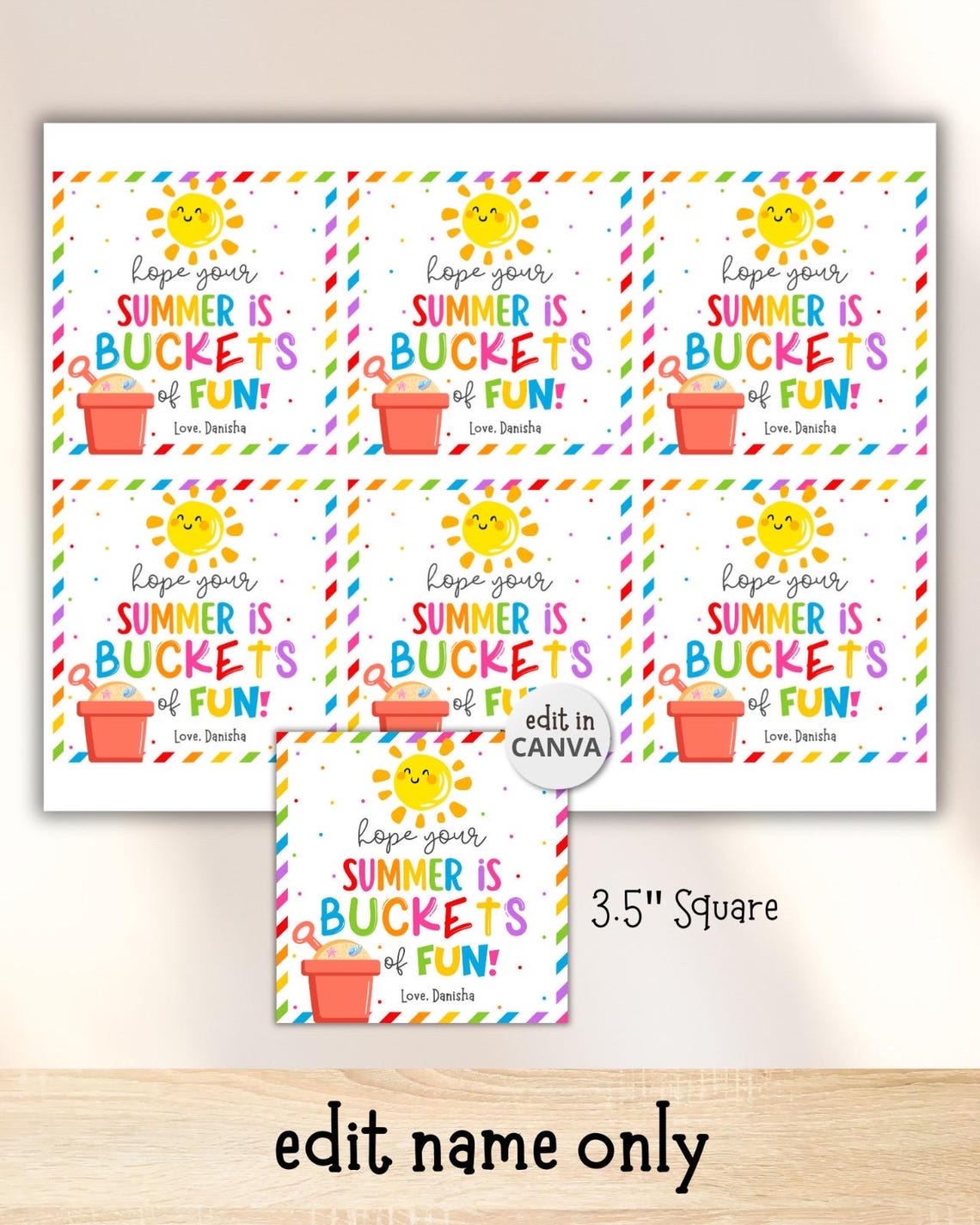 BUCKETS of FUN Tag, EDITABLE End of School Year Gift Tag, End of Year ...