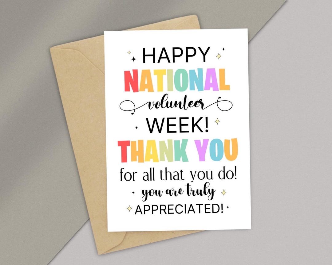 Volunteer Thank You Card: Appreciation Gift (PDF) - Etsy