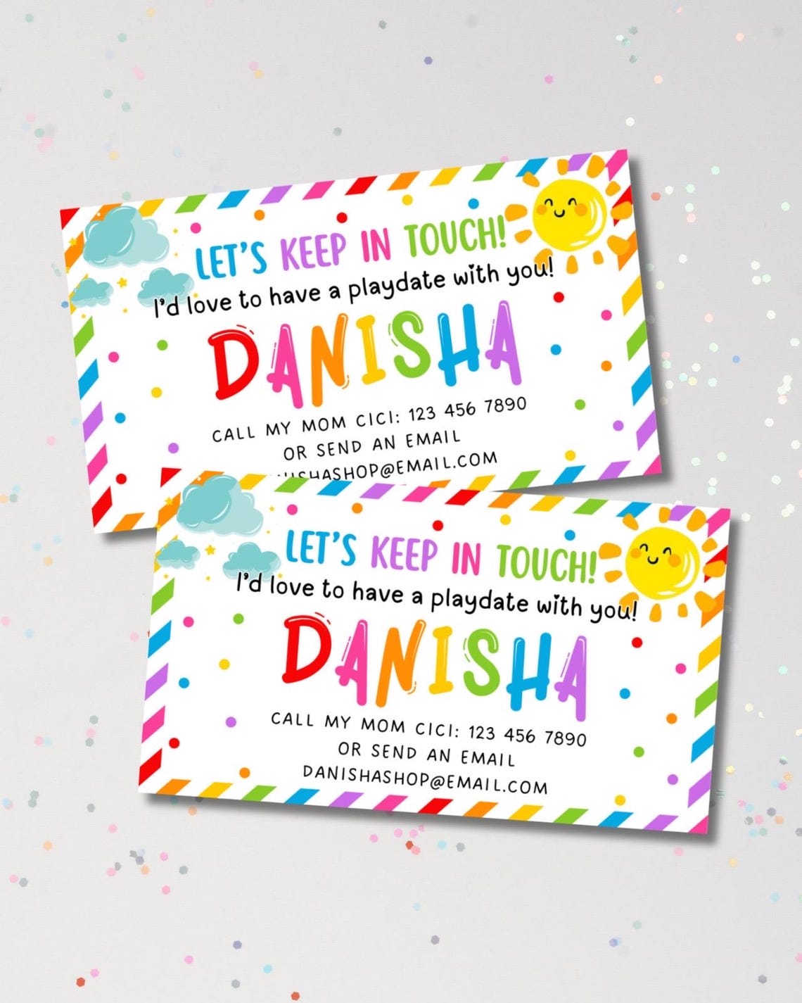 Editable Playdate Contact Card Template: Kids Summer Invitation (canva ...