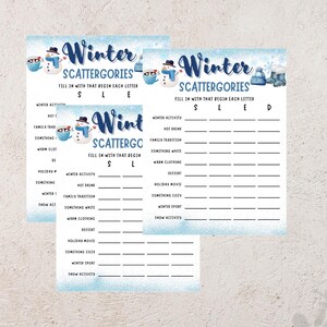 Winter Scattergories,winter Holiday Printable Games,cold Weather Games ...