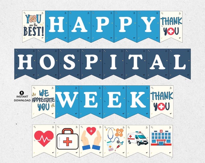 Hospital Week Printable Banner, Hospital Week Sign, Hospital ...