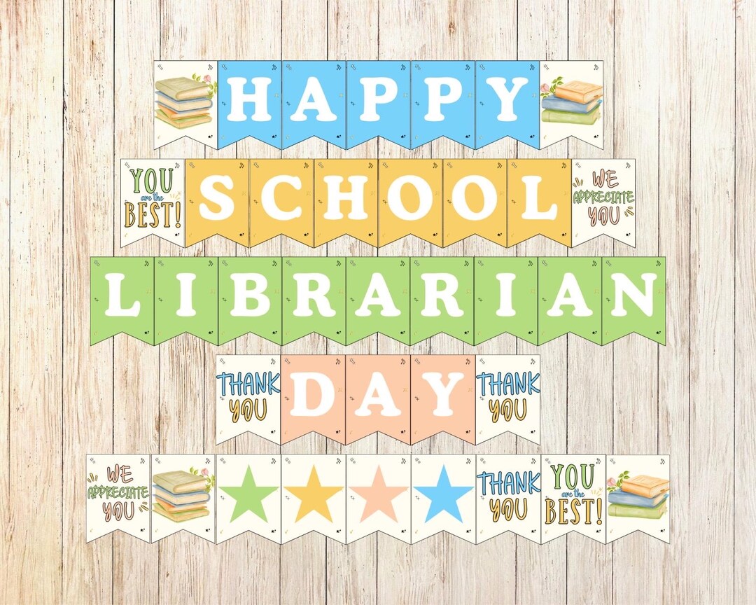 School Librarian Day Printable Banner, School Librarian Week Sign ...