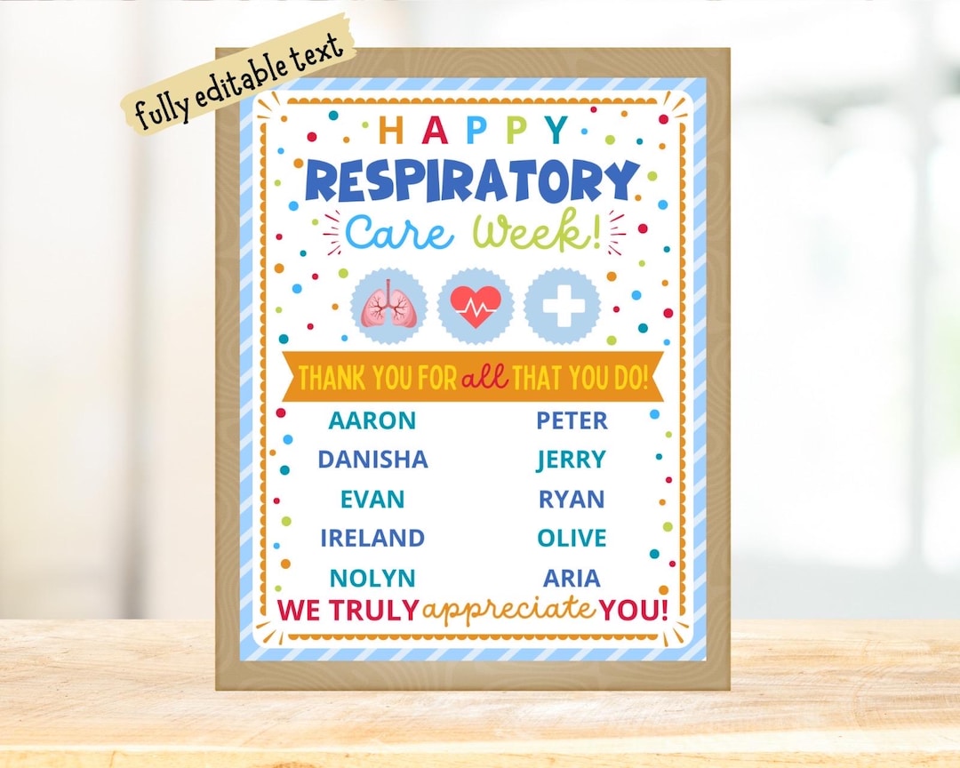 Respiratory Care Week Sign Printable, RC Week Poster, Respiratory ...