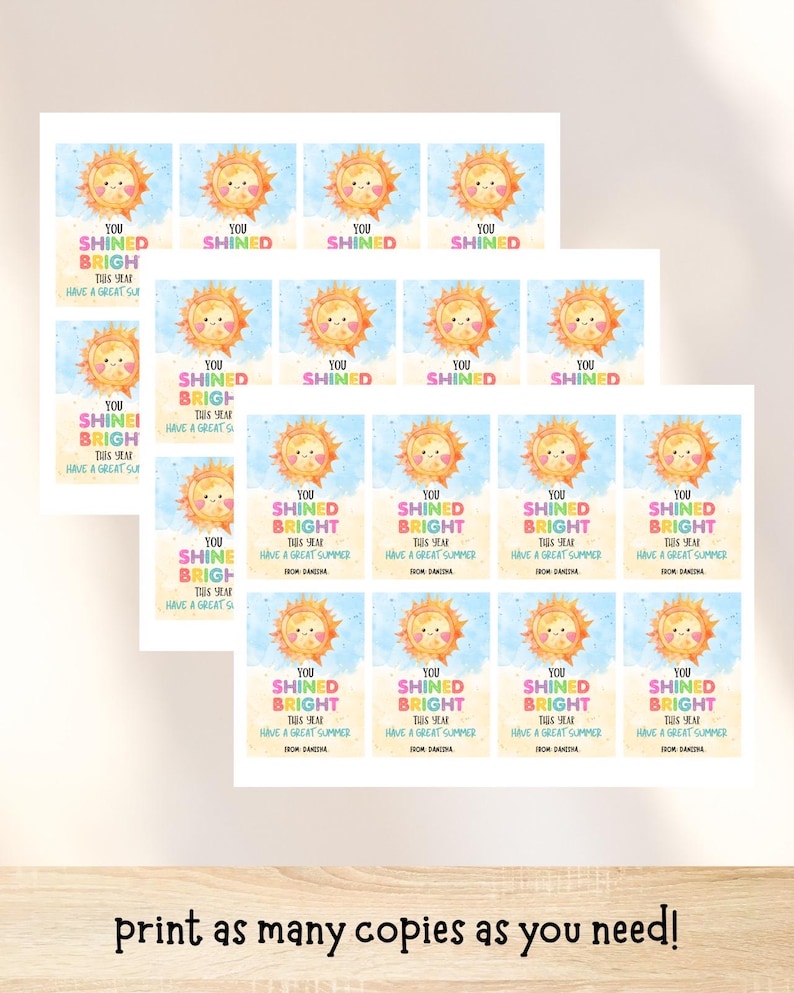 You Shined Bright This Year Tag End of the Year Tag Classroom Tags ...