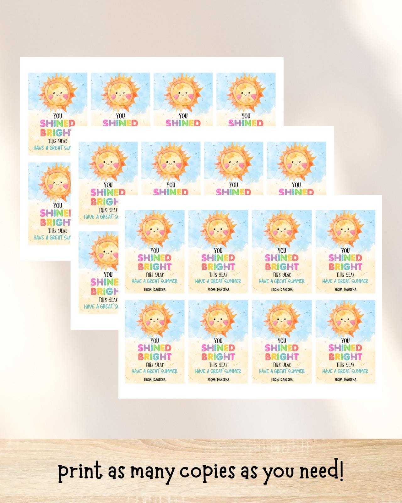 You Shined Bright This Year Tag End of the Year Tag Classroom Tags ...