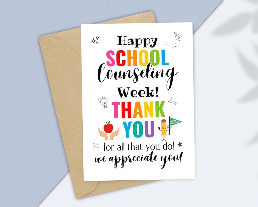 School Counselor Thank You Card: Counseling Week Printable (PDF) - Etsy