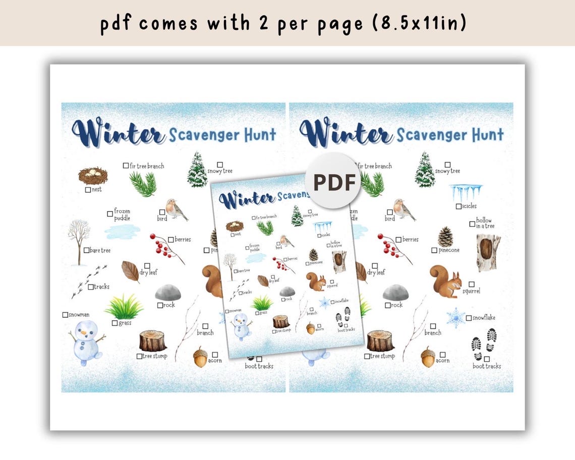 Winter Nature Scavenger Hunt for Kids, Winter Activity, Family Fun Game ...