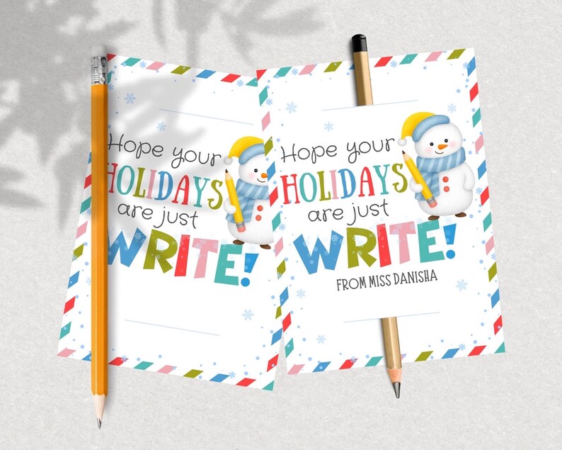 Holiday Pencil Gift Tag Editable Just Write Holiday Pencil Tag Student ...