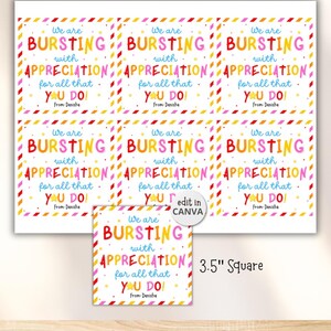 Bursting With Appreciation for All That You Do Printable Gift Tags ...