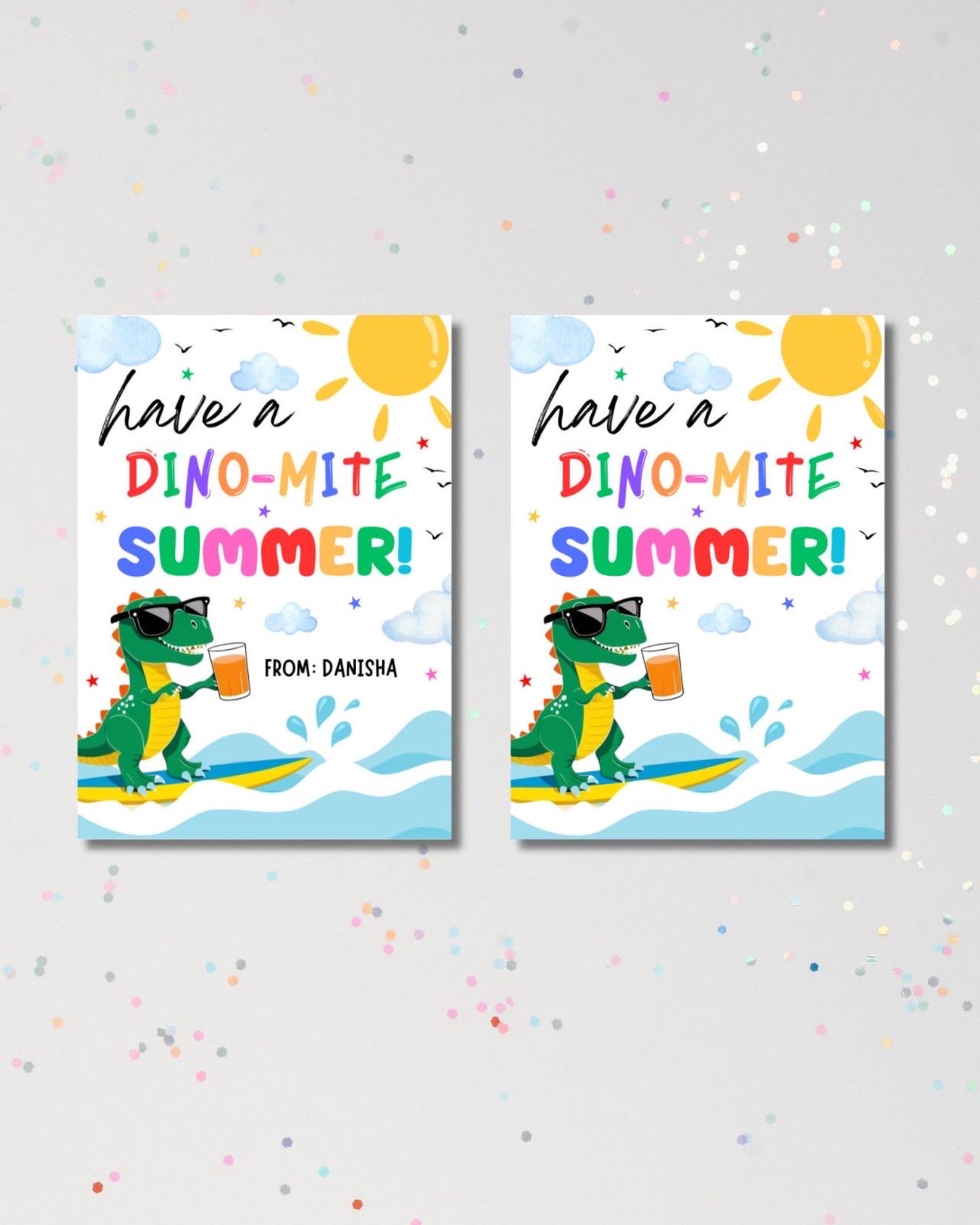 Dino-mite Summer Tag: End of School Thank You (printable Template) - Etsy
