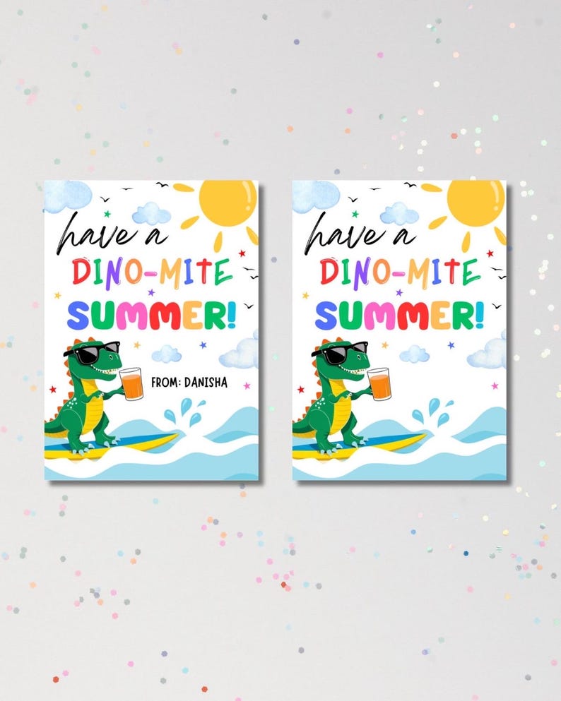 Dino-mite Summer Tag: End of School Thank You (printable Template) - Etsy