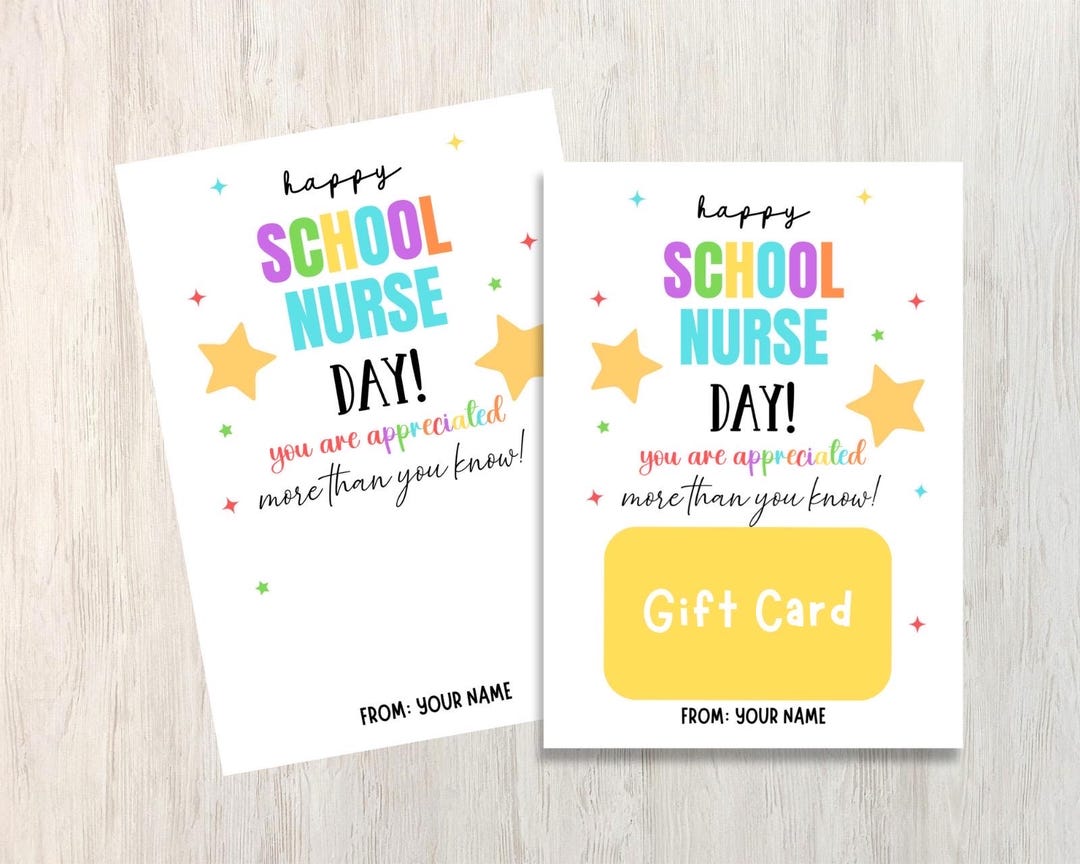 School Nurse Day Gift Card Holder: Printable Thank You (digital ...