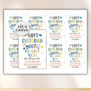 School Custodian Appreciation Gift Tag, Printable Thank You School ...